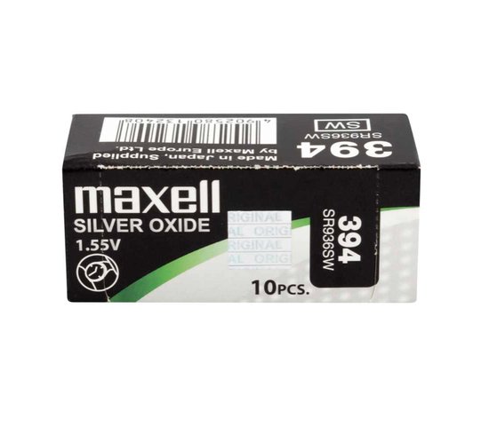 MAXELL - 394 - SR936SW - zilveroxide knoopcel horlogebatterij 10 (tien ...