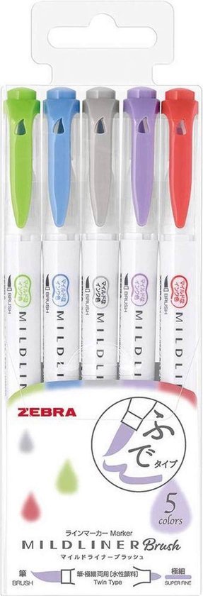 Zebra Mildliner Brush Pennen – Mild Cool & Warm Colors - Set van 5 ...