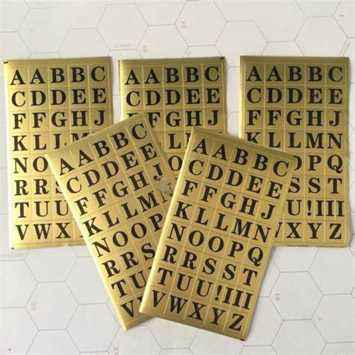 Alfabet stickers - goud met zwart - 10 vel - letter sticker - 1 cm ...