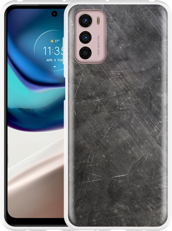 Motorola Moto G42 Hoesje metaal structuur - Designed by Cazy | bol.com