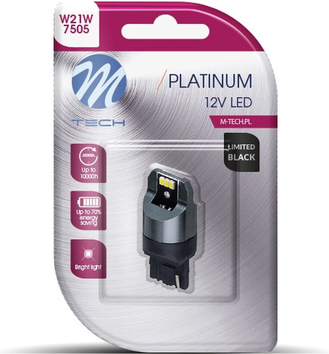 M-Tech LED - W21W T20 12V - Platinum - Canbus - 16x Led diode - Wit ...