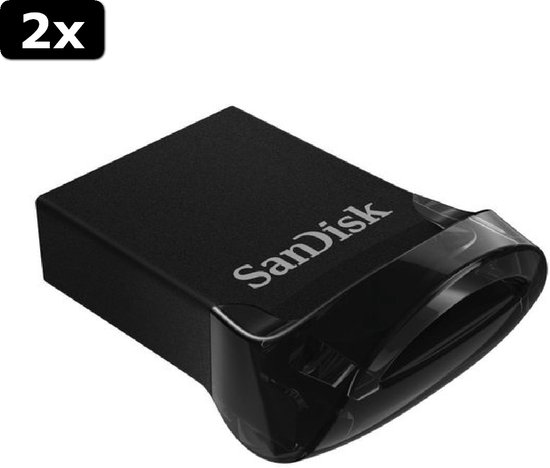2x Sandisk Ultra Fit 128 GB - Compacte mini USB-stick - USB 3.1 A ...