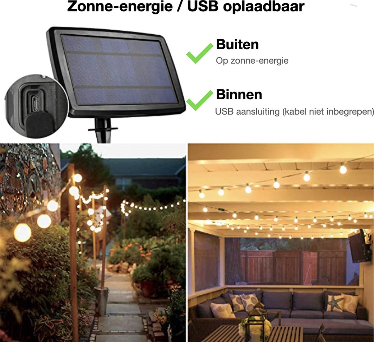 Mea Manu® Solar Lichtsnoer - 25 LED - 7.5 meter - Warm-wit ...