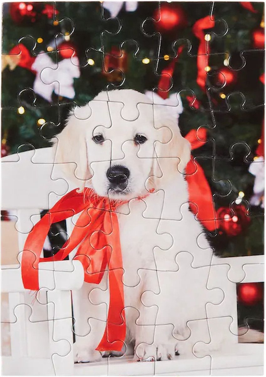 Mini kerstpuzzel - Groen / Multicolor - Karton - 15 x 21 cm - Set van 2 ...