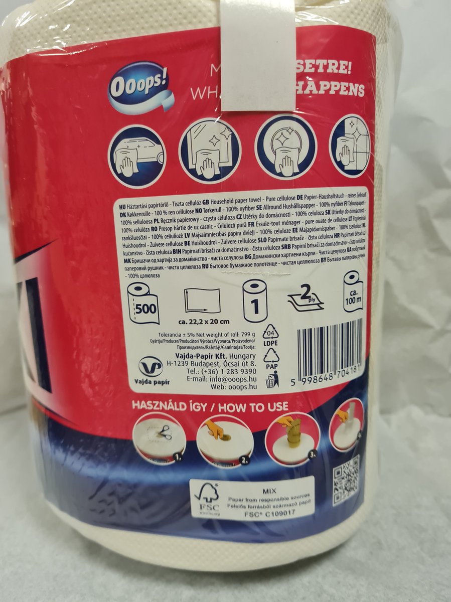 Huishoudrol- van 500 vel- 2 laags- Maxi- ca 100 m per rol- Zeer goed ...