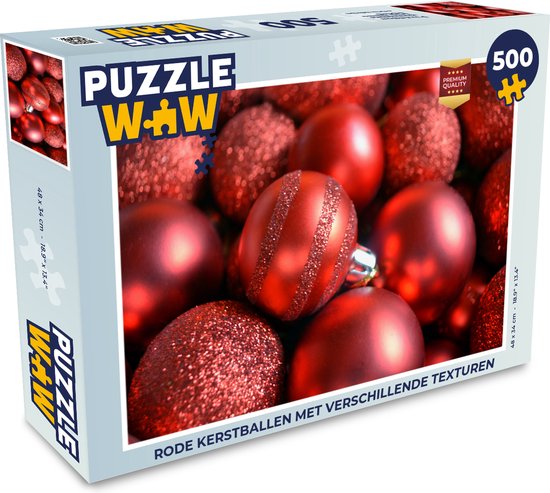 Puzzel Rode kerstballen met verschillende texturen - Legpuzzel - Puzzel ...