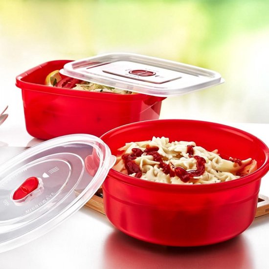 Hobby Life - Voordeelset van 3 ronde microgolfdozen met stoomklep - 0.5 ...