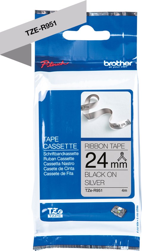 Laminated Tape for Labelling Machines Brother TZE-R951 Silver Black | bol