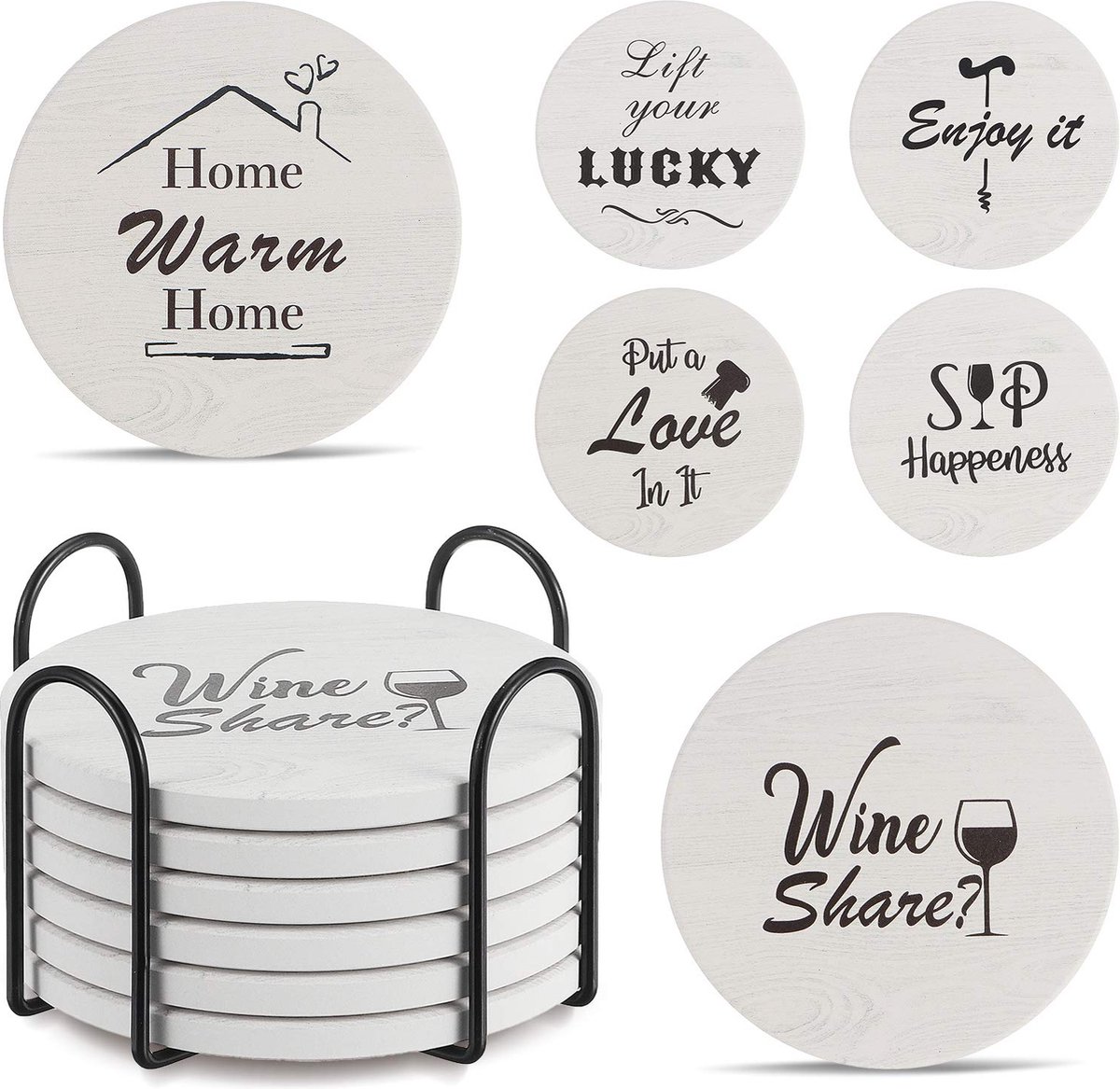 BSHAPPLUS Keramische onderzetters - set van 6 decoratieve onderzetters ...