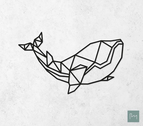 Laserfabrique Wanddecoratie - Geometrische Walvis - Medium - Zwart ...