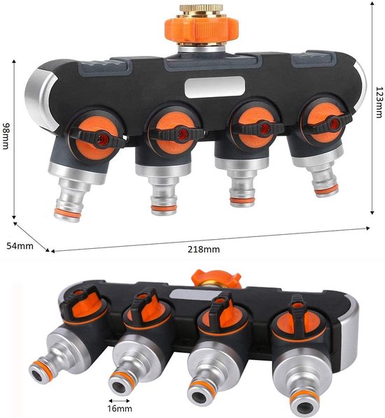 ALEMIN 4-weg verdeler water 3/4 en 1/2 inch waterverdeler met kraan adapter voor tuin... | bol