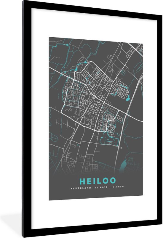 Fotolijst incl. Poster - Heiloo - Stadskaart - Kaart - Plattegrond ...