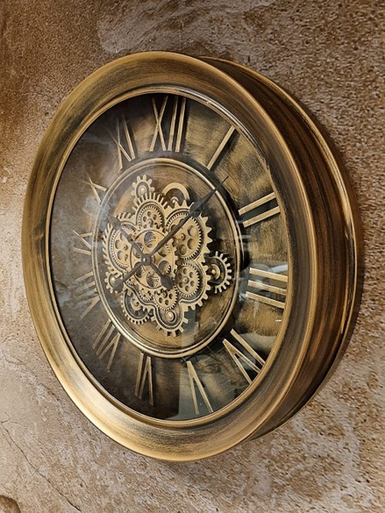 Wandklok groot 65 cm - wandklok industrieel - klok met tandwielen ...