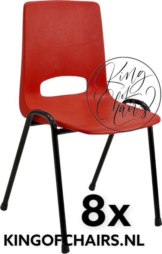 King of Chairs -Set van 8- Model KoC Samantha rood met zwart onderstel ...