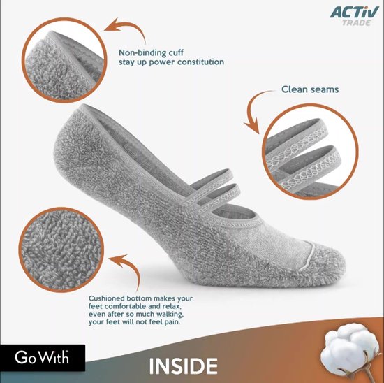 Antislip Yoga Sokken-2 paar-GoWith-Grijs-Maat 35-40 | bol