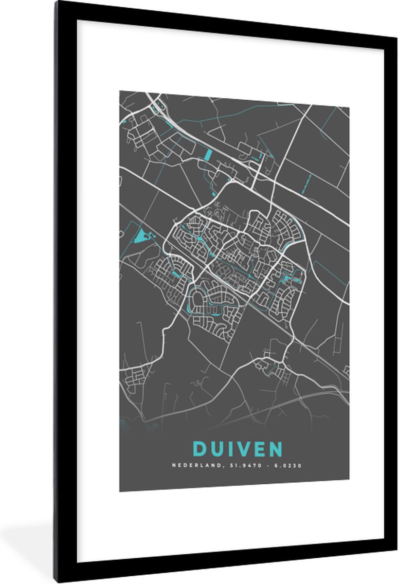 Fotolijst incl. Poster - Duiven - Stadskaart - Plattegrond - Kaart ...