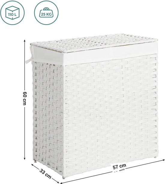 TA Design Wasmand met de hand geweven, 110L synthetische rotan wasmand ...