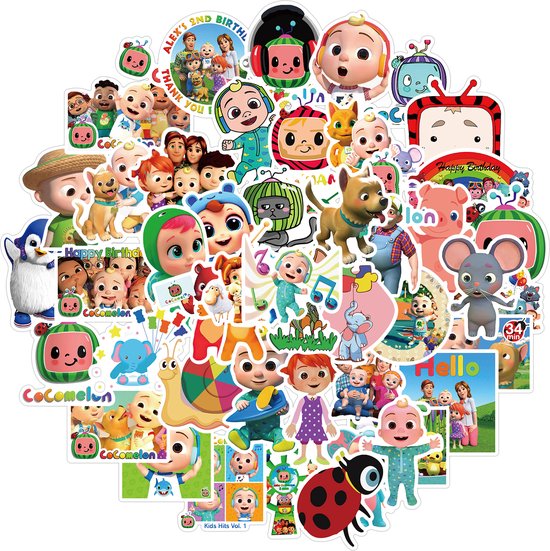 Cocomelon Stickers - Stickers Kinderen - set 50 stuks - Laptop Stickers ...