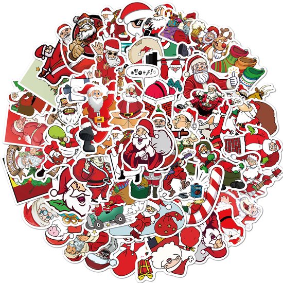 Kerstmis - Kerstman Feestdagen Stickers - set 50 stuks - Laptop ...