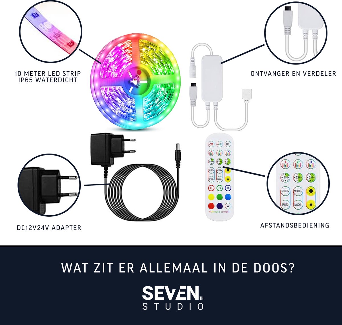 Seventh Studio LED-strip - 10 meter -Waterdicht - RGB - Bluetooth - App ...