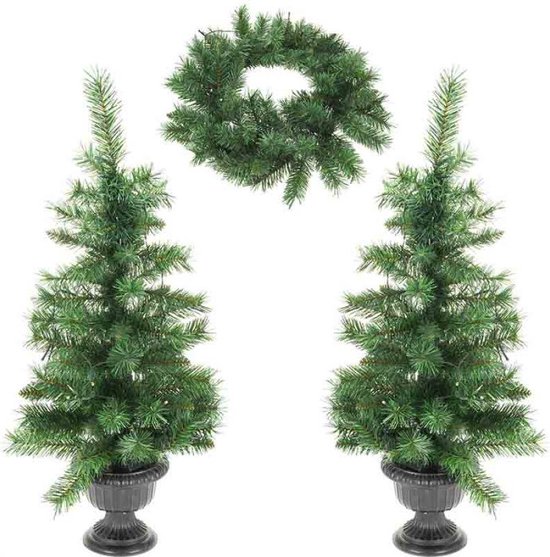 Oneiro’s luxe Kerstbomen en kerstkrans met LED - set van 3 stuks - kerst – kerstboom -... | bol