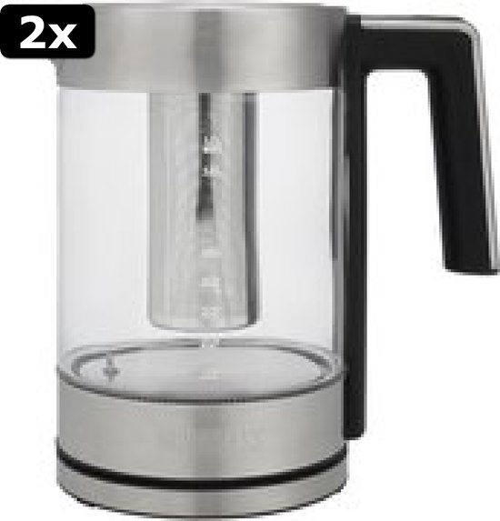 2x Princess 236042 Waterkoker London Deluxe - Glazen Waterkoker - 1,7 ...