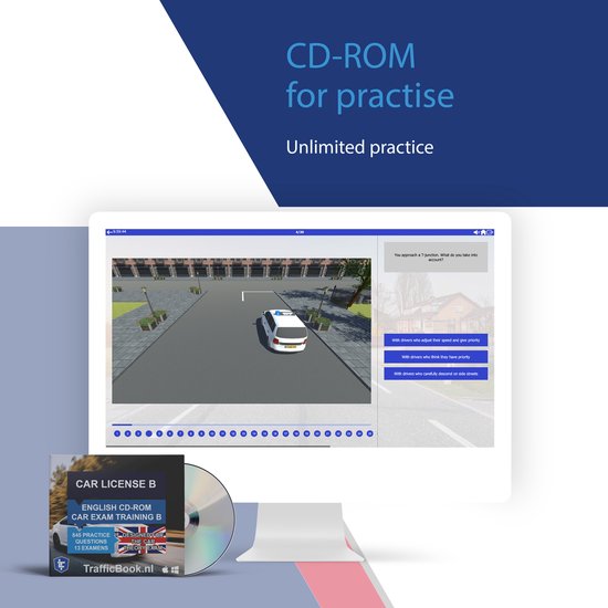 Rijbewijs B Theorieboek Engels 2023 - CD-ROM Umlimited practise 845 Oefenvragen & 13... | bol