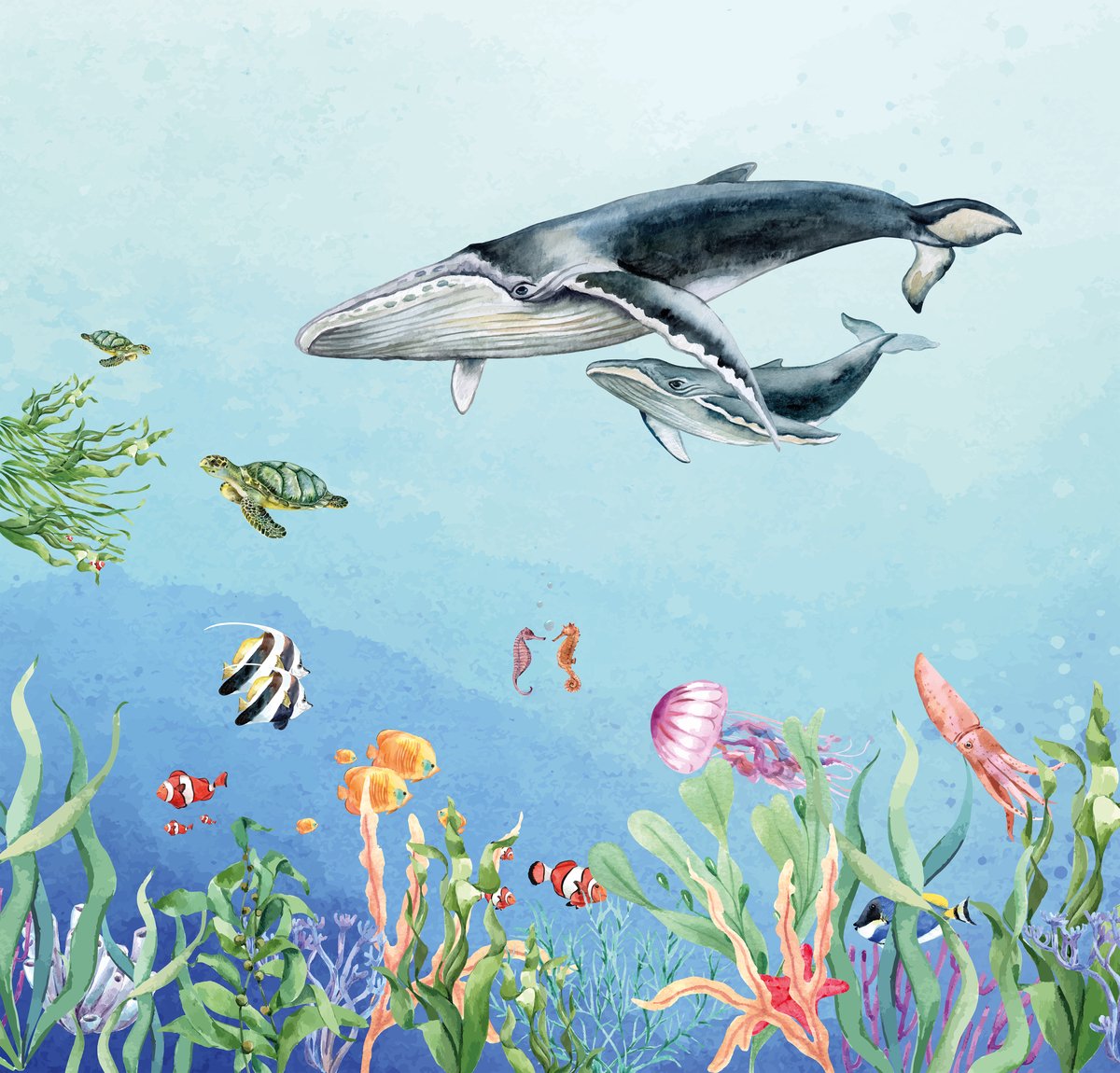 Walloha - Behang kinderkamer - Diep in de zee - 292,2 x 280 cm | bol.com