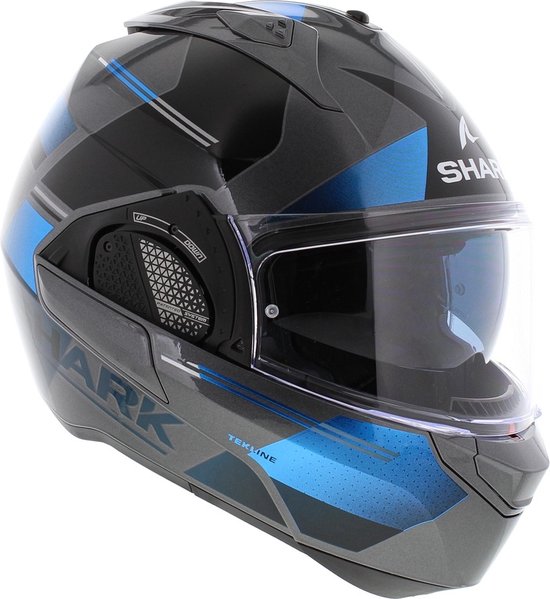 Shark EVO-GT systeemhelm motorhelm Tekline zilver blauw zwart XL 61-62 cm | bol.com