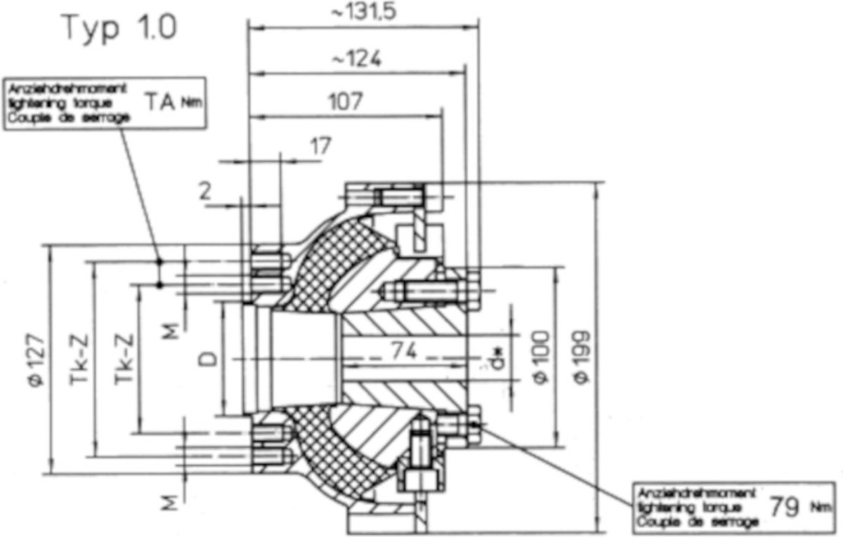 Centaflex flexibele koppeling M160 max 500Nm 088002 | bol.com