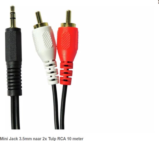 OTRONIC® Mini Jack 3.5mm naar 2x Tulp RCA 10 meter | bol