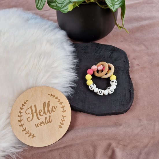 Happy Bebie | Baby | Bijtring | Gepersonaliseerd | Babygeschenkset ...