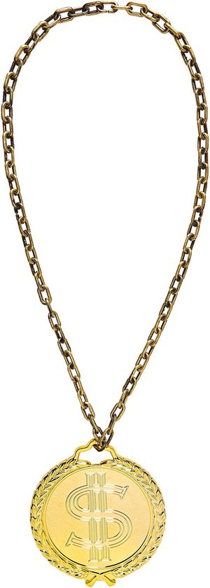 Widmann - Rapper Kostuum - Gangsta Hiphop Dollar Ketting Lang - goud ...
