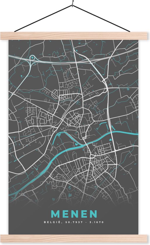 Posterhanger incl. Poster - Schoolplaat - België – Menen – Stadskaart ...