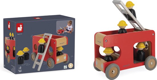 Janod Bolid – Brandweerwagen - Gemaakt Van Massief Hout - Inclusief 4 ...