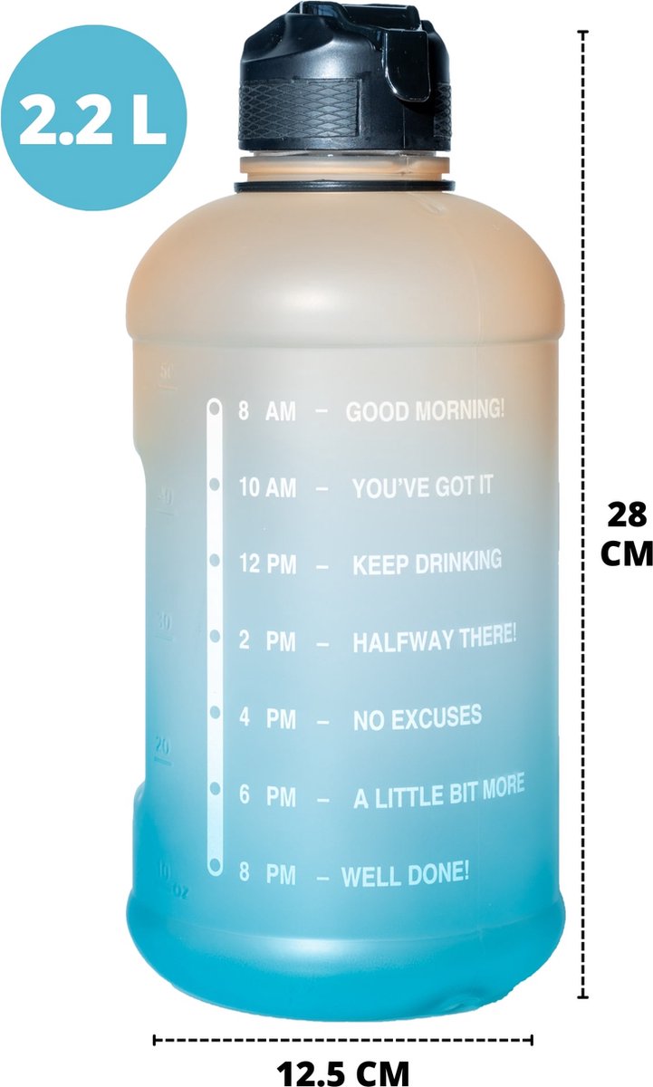 Quality Needz - Bouteille d'eau - Gourde avec paille - 2 litres ...