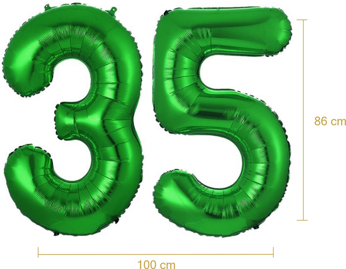 Ballon Cijfer 35 Jaar Groen Helium Ballonnen Verjaardag Versiering ...