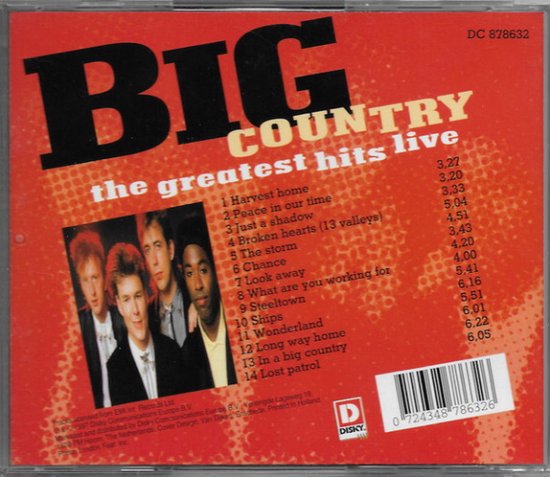 Big Country The Greatest Hits Live, Big Country | CD (album) | Muziek ...