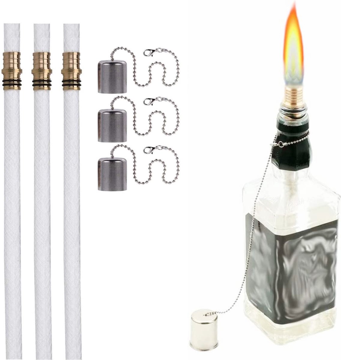 3 Stuks - DIY Flessen Fakkel Set - Inclusief 3 Fakkellonten ...
