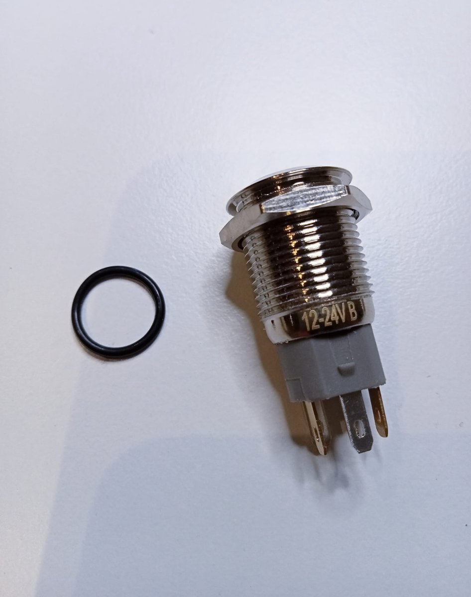 OTRONIC® Drukknop | aan-uit self lock | 12-24V LED Blauw | RVS | 16mm ...