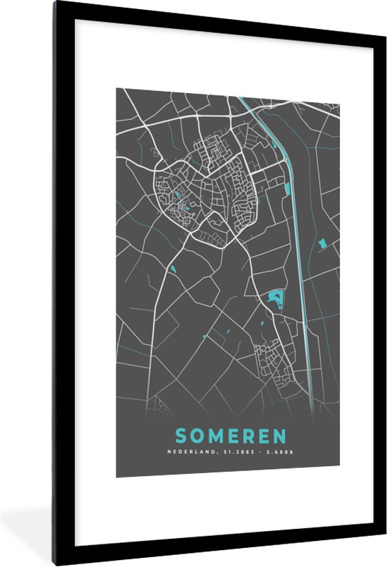 Fotolijst incl. Poster - Someren - Kaart - Stadskaart - Plattegrond ...