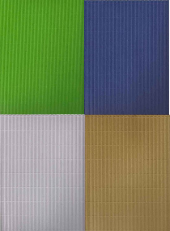 100 Ribbelkarton Vellen - 4 Kleuren: Licht Groen, Donker Blauw, Zilver ...