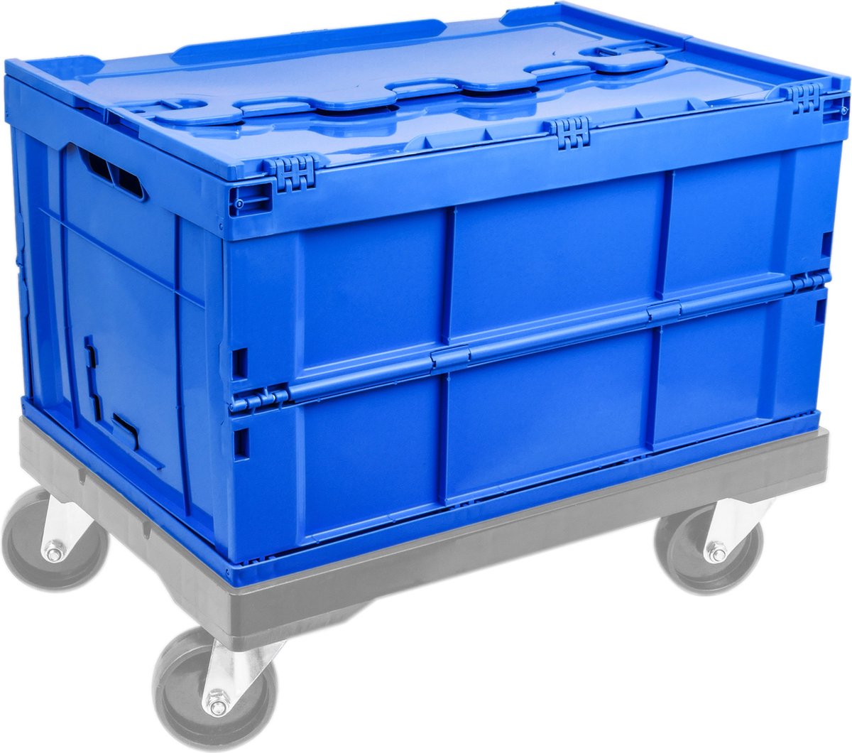 PrimeMatik - Opvouwbare en stapelbare EuroBox-plastic doos. Blauwe ...