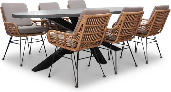 BUITEN living Stockholm/Carlos taupe dining tuinset 7-delig | betonlook ...