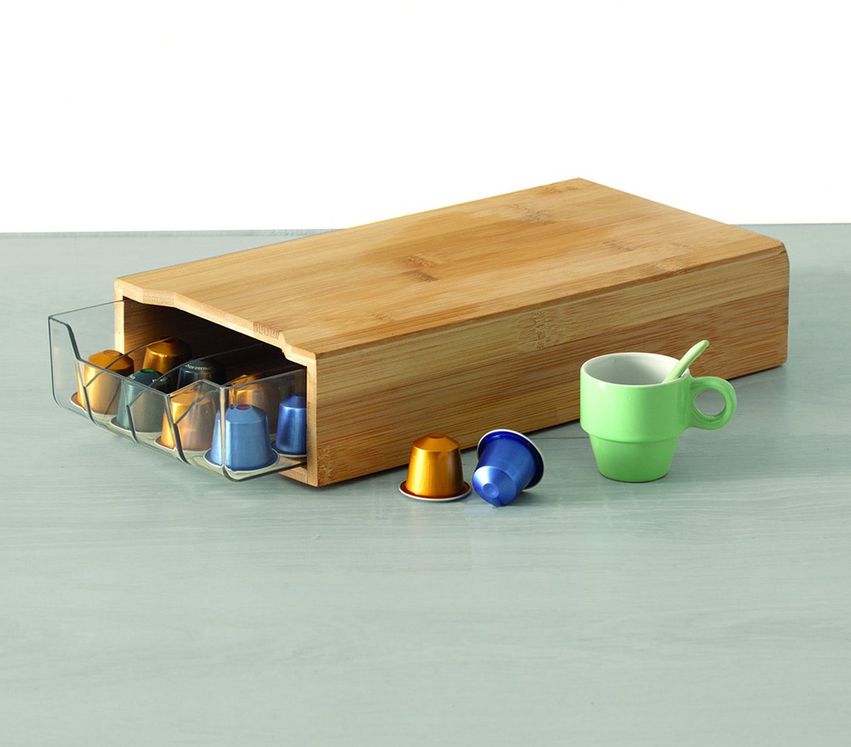 Koffie cup/capsule houder/dispenser lade bamboe hout 36 capsules ...