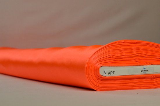 15 meter satijn stof - Neon oranje - 100% polyester | bol