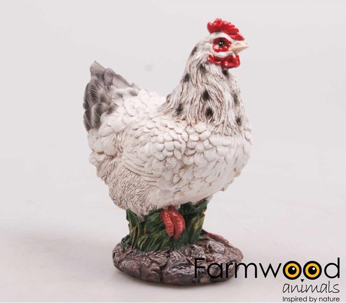 Farmwood Tuinbeeld Kip met Kuikens | 15 x 11 x 20 cm Wit | bol.com