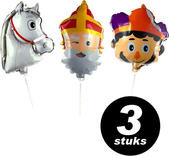 3x Sinterklaas Folieballon - Sint - Piet - Paard - SET VAN 3 STUKS ...