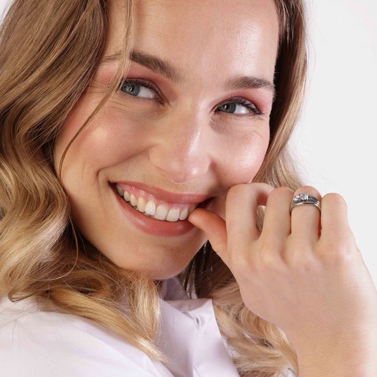 Lucardi - Stalen ring met zirkonia stenen | bol.com