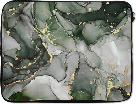 Laptophoes - Groen - Marmer print print - Luxe - Laptop sleeve ...